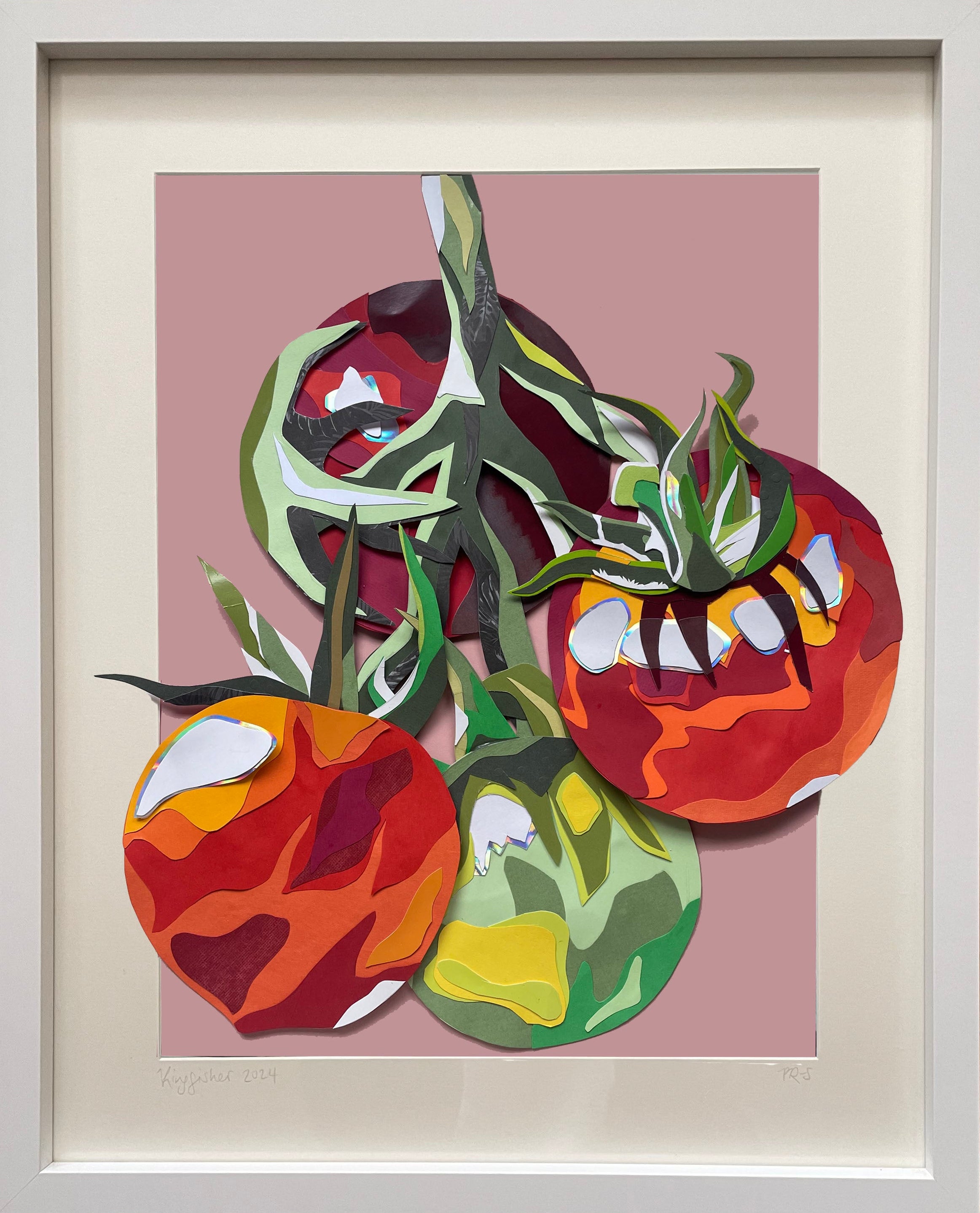 Vine of Tomatoes Paper Collage – Polly Roylance Art
